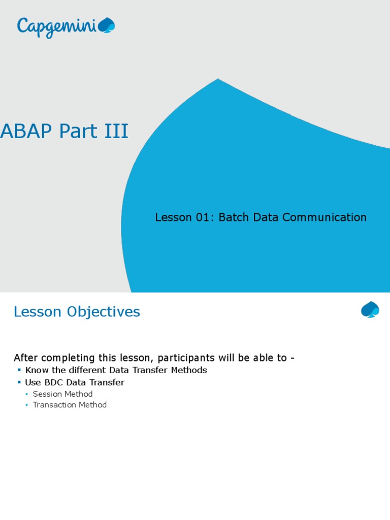 ClassBook-Lessons-ABAP Part III Lesson1 - BDC | PDF | Database Transaction | Computer File