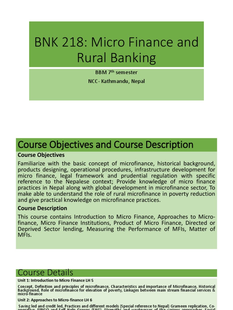 Unit 1 Introduction MFRB | PDF | Microfinance | Microcredit Unit 1 Introduction MFRB | PDF | Microfinance | Microcredit