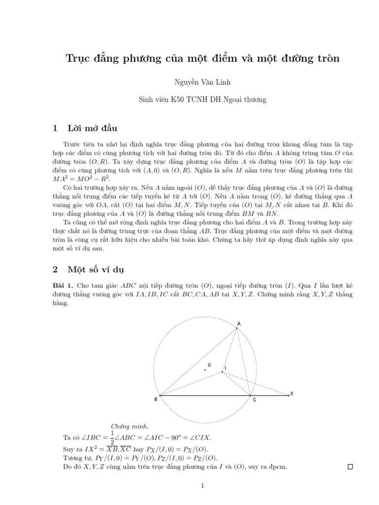 Radical Axis of A Point and A Circle | PDF