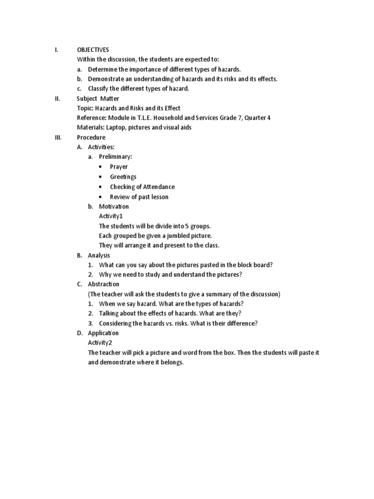 Tle Demo | PDF | Hazards | Risk