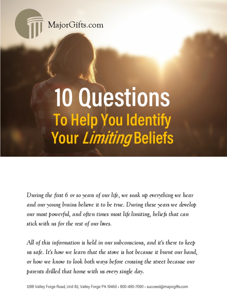 Identify Your Limiting Beliefs: 10 Questions | PDF | Psychology ...