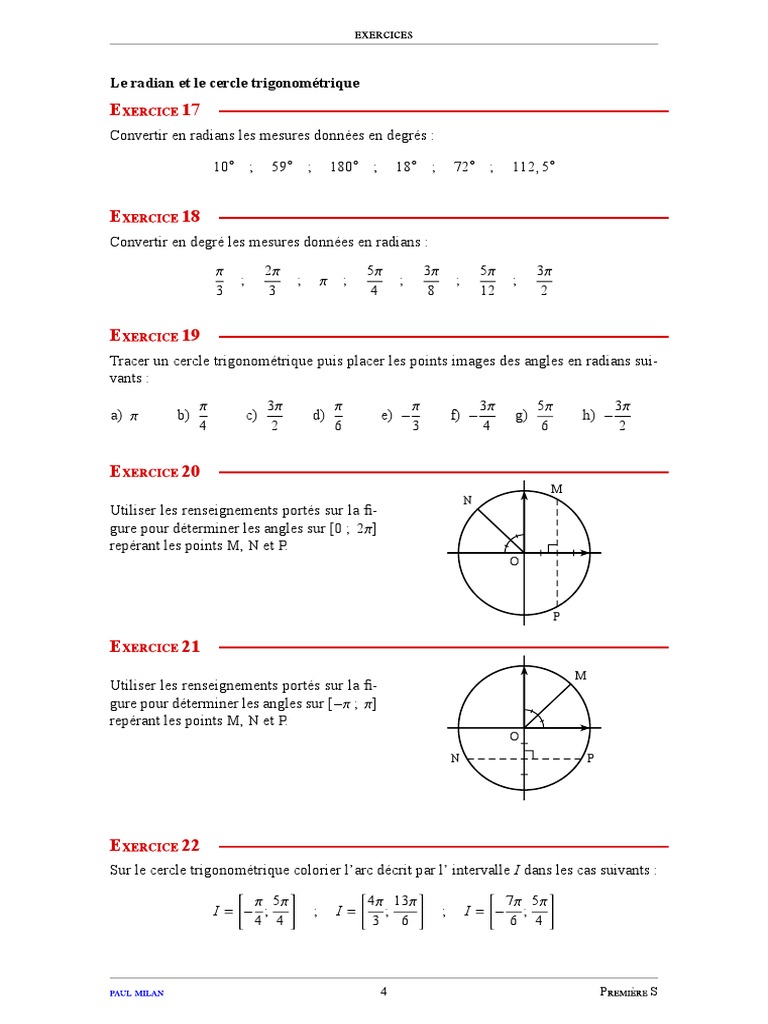 Exercices Trigonométrie Première | PDF