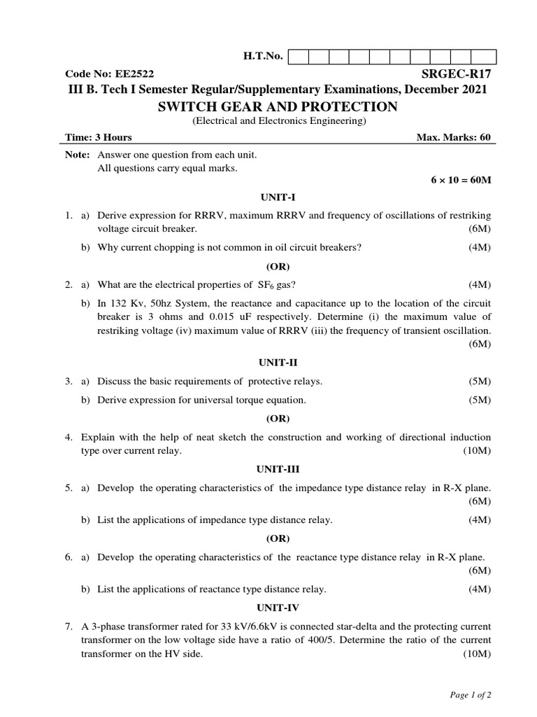 Switch Gear and Protection | PDF | Electrical Impedance | Electrical ...