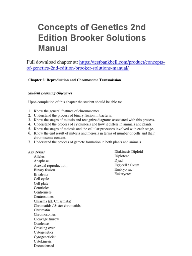 Concepts Of Genetics 2nd Edition Brooker Solutions Manual Pdf 0082