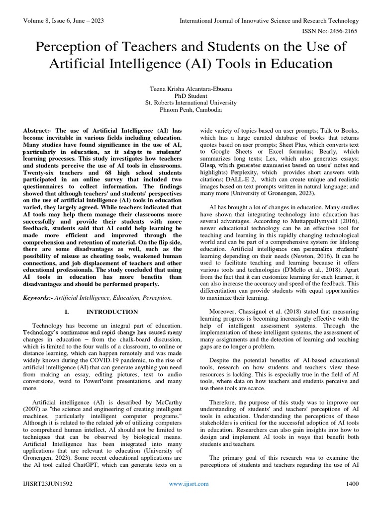 Student and Teacher Perceptions of AI in Education | PDF | Artificial Intelligence ...