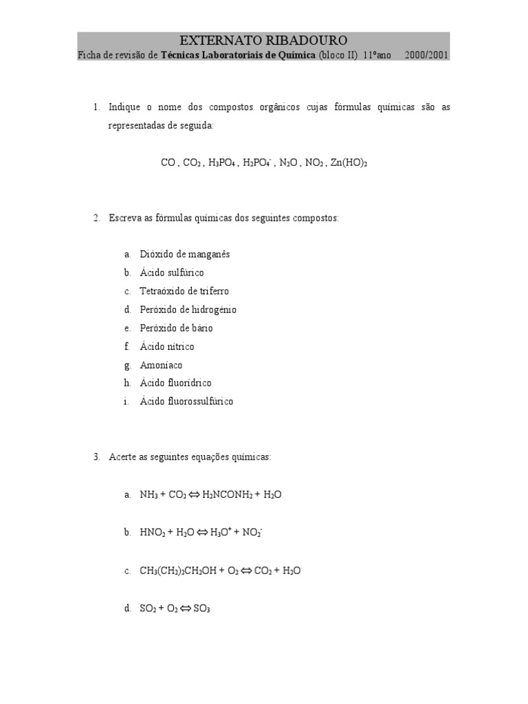 TLQ - II - Ficha de Revisão SET2000 | PDF