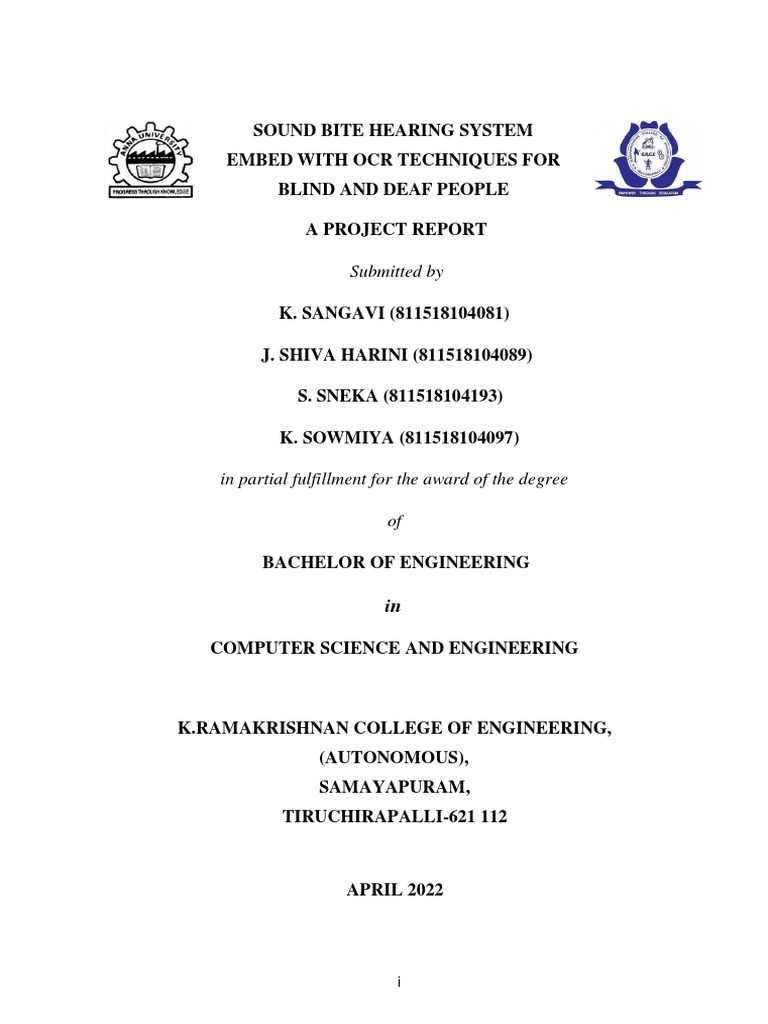 Project Document Sound Bite Hearing System | PDF | Optical Character ...