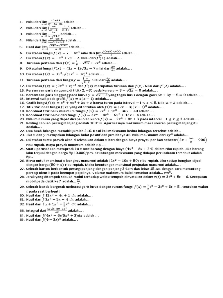 Latihan Soal MTK Wajib Kelas 11 | PDF
