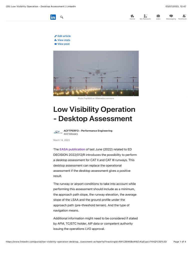Low Visibility Operations Assessment Guide | PDF | Aircraft | Aviation