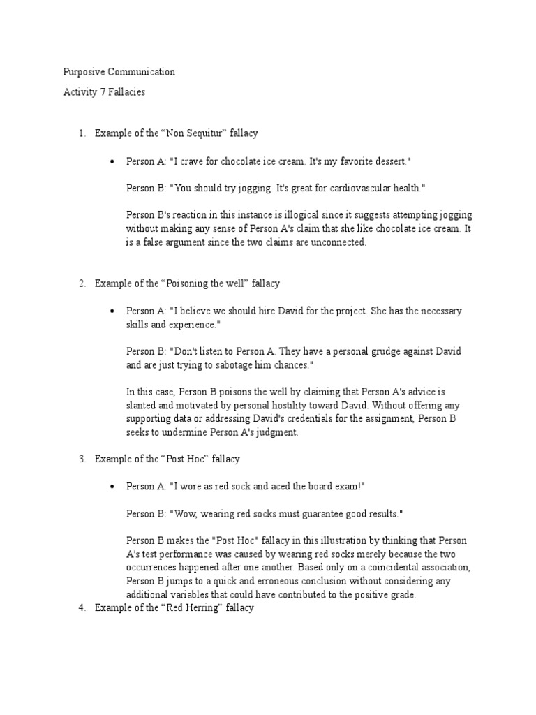 Activity 7 Fallacies | PDF | Fallacy | Logic