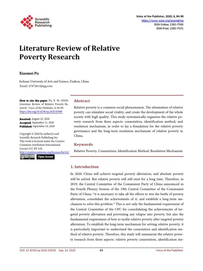 Literature Review of Relative Poverty Research | PDF | Cost Of Living ...