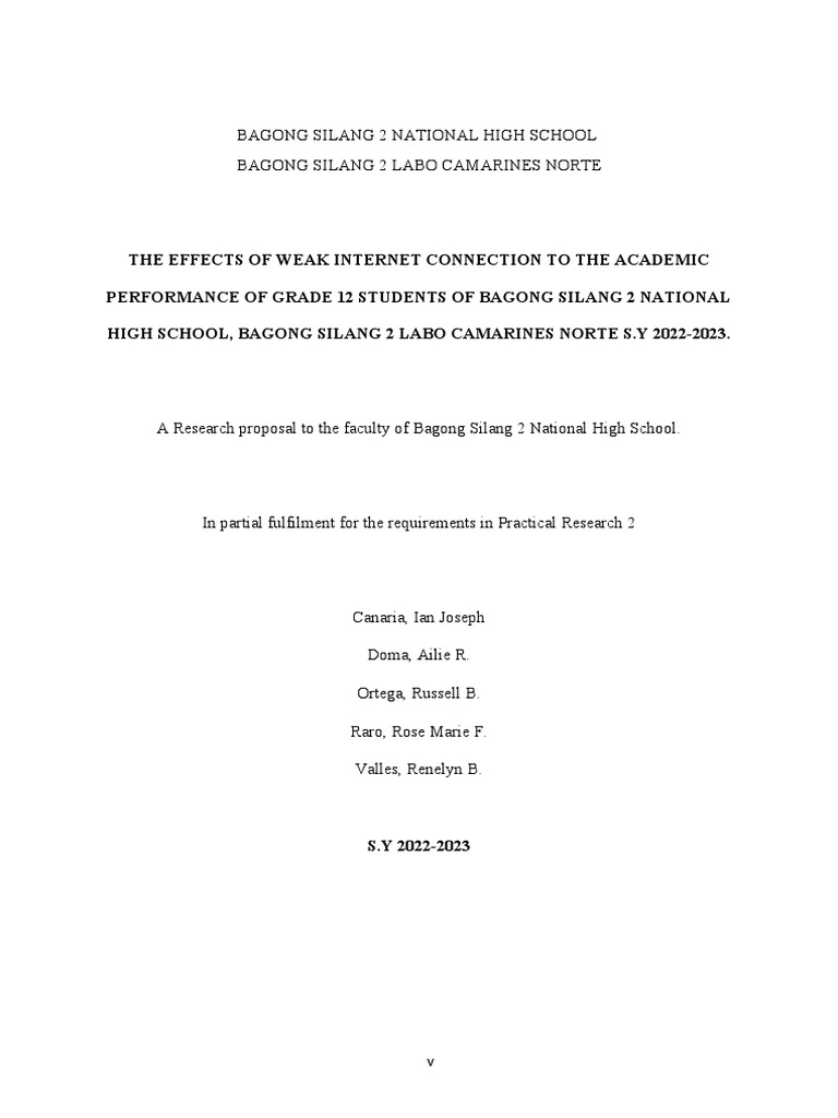 Weak Internet Connection Final | PDF | Survey Methodology | Educational ...