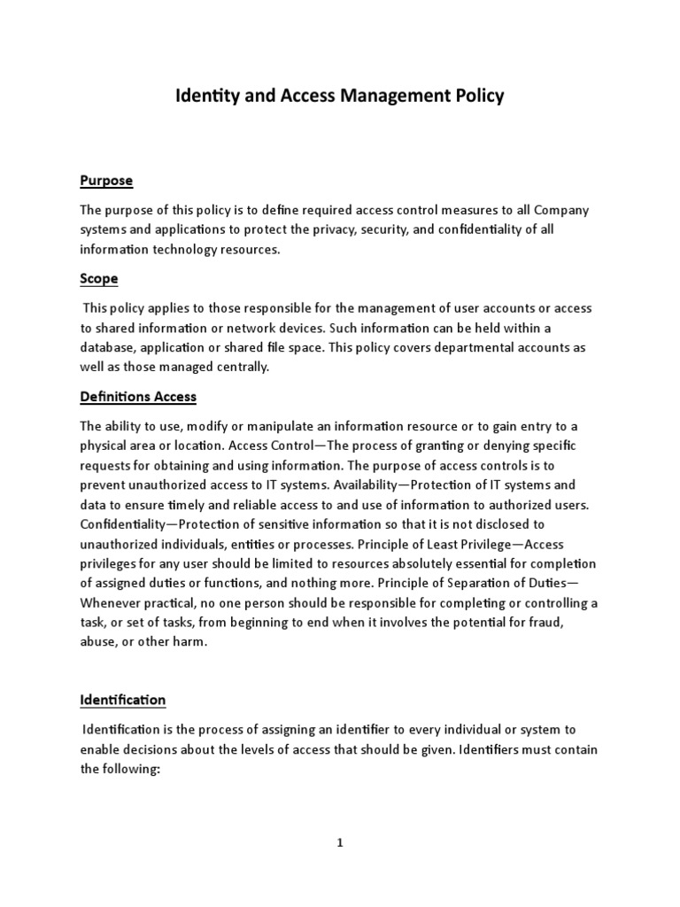 Identity and Access Management Policy | PDF | Information Security ...