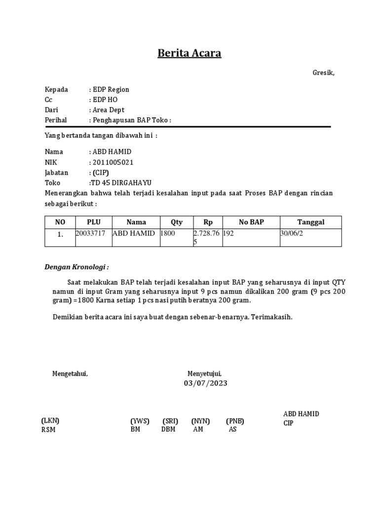 Berita Acara Penghapusan BAP Ok | PDF