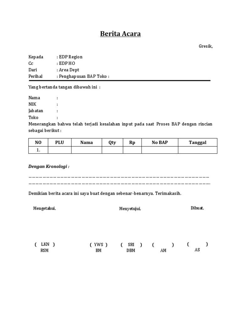 Berita Acara Penghapusan BAP | PDF