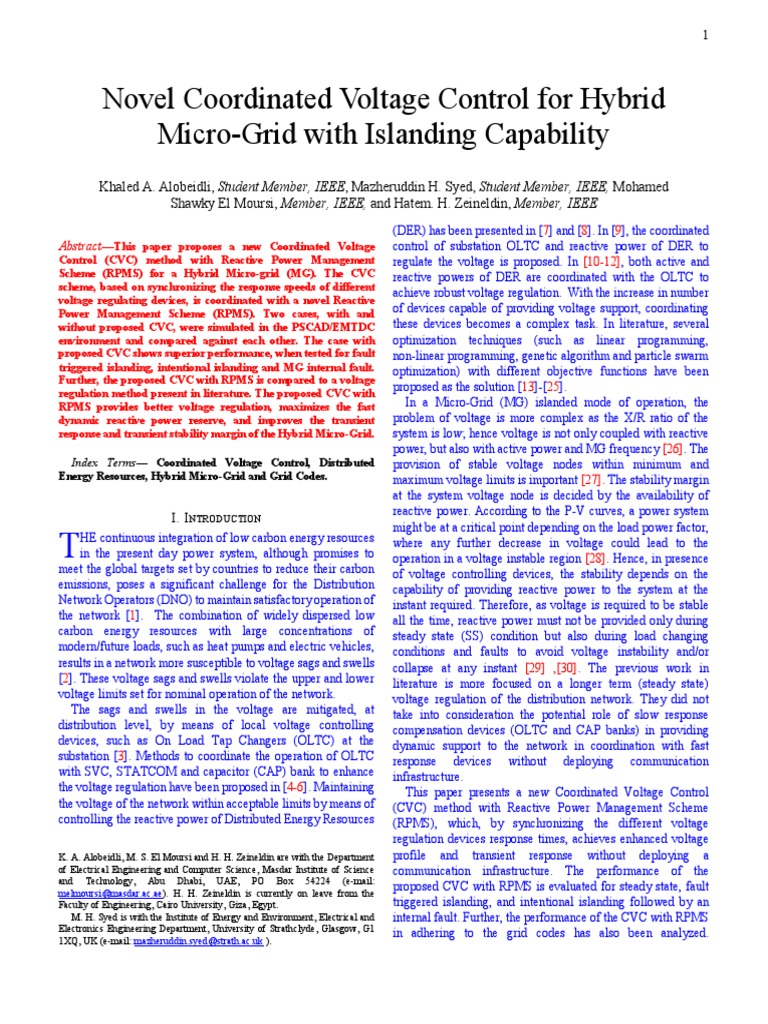 Alobeidlie Syed Etal Ieee Tsg 2014 Novel Coordinated Voltage Control