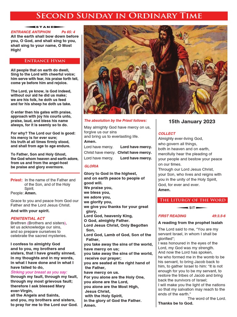 Missalette Sunday 15 January 2023 | PDF | Eucharist | Glory (Religion)