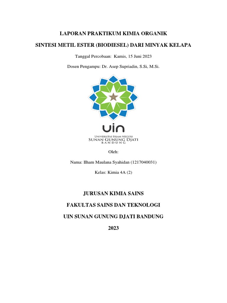 Ilham Maulana - 1217040031 - Sintesis Metil Ester | PDF