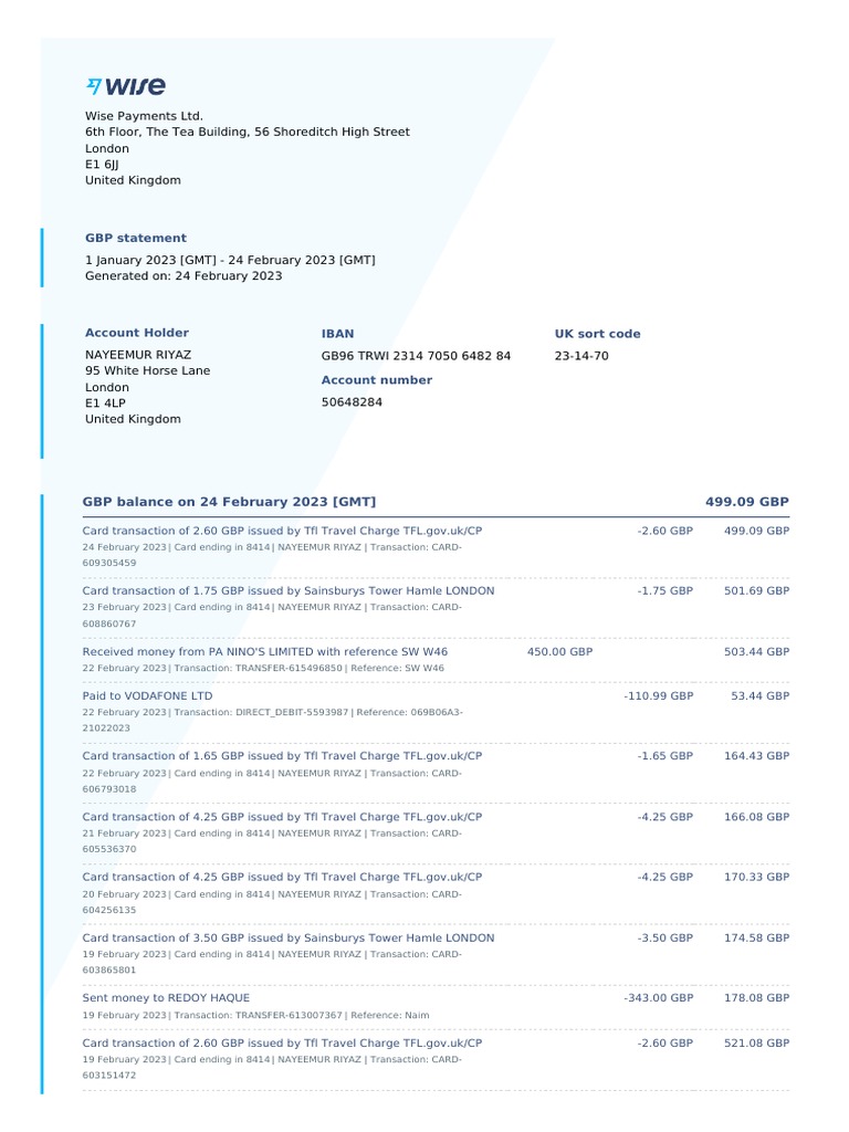Balance Statement | PDF | Financial Transaction | Economies