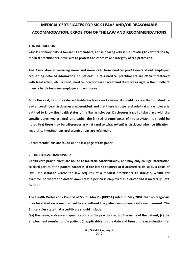 Guideline Medical Certificates Sick Leave Jul012 | PDF | Employment ...