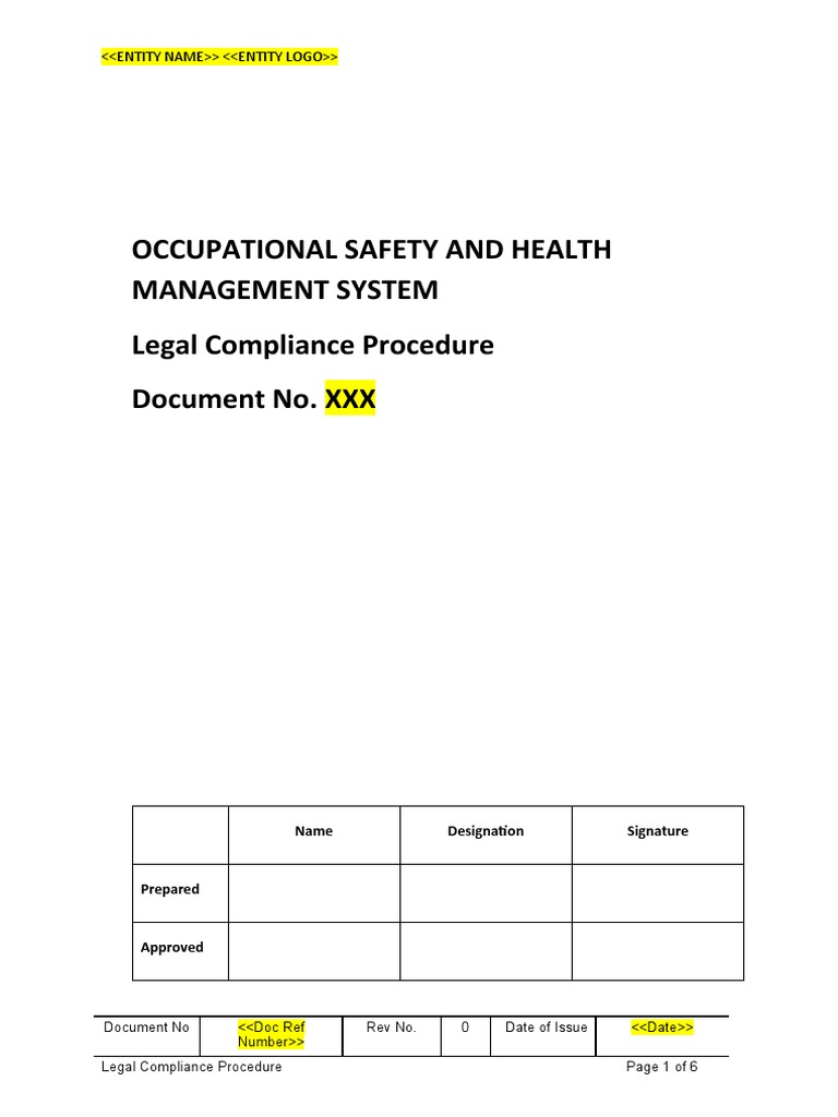 OSH Legal Compliance Procedure Guide | PDF | Regulatory Compliance ...