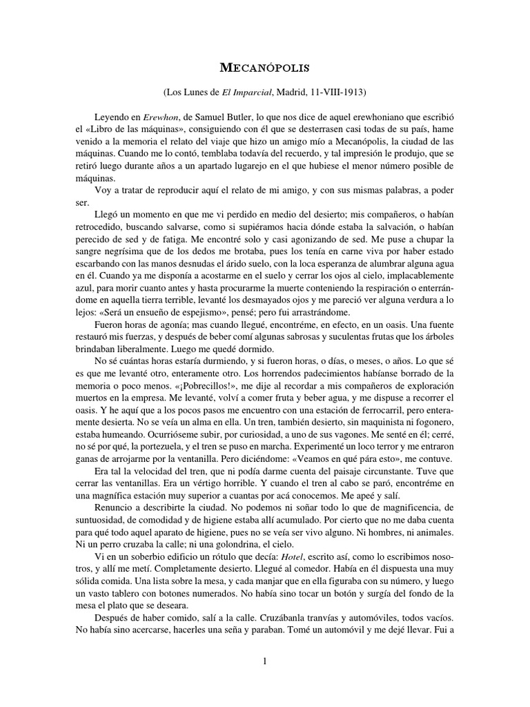 Unamuno 1913 Mecanópolis | PDF