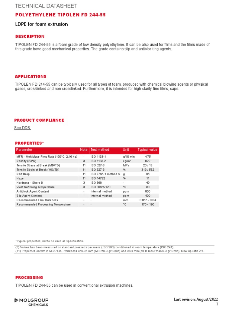 Tipolen 244-55 162 - Tds - en | Download Free PDF | Polyethylene | Pallet