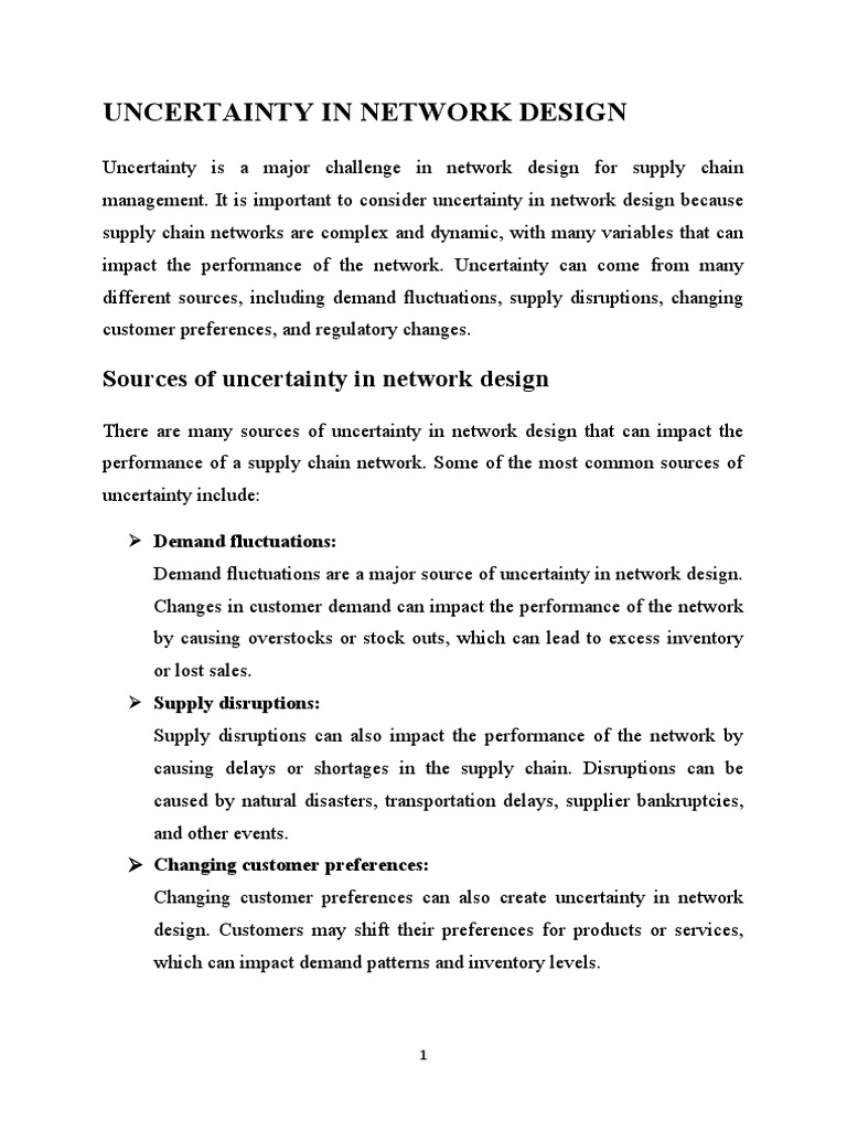 Uncertainty in Network Design - 053045 | PDF | Supply Chain | Risk