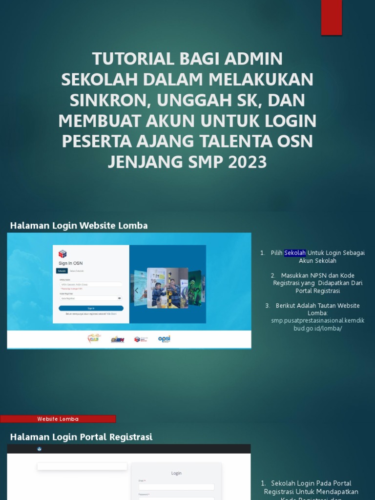 Tutorial Dashboard Admin Sekolah Ajang Talenta Osn Smp 2023 Pdf