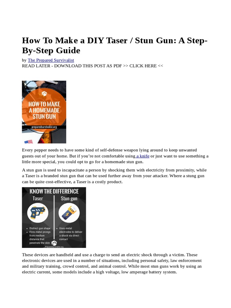How To Make A DIY Taser Stun Gun A Step-By-Step Guide | PDF | Switch ...