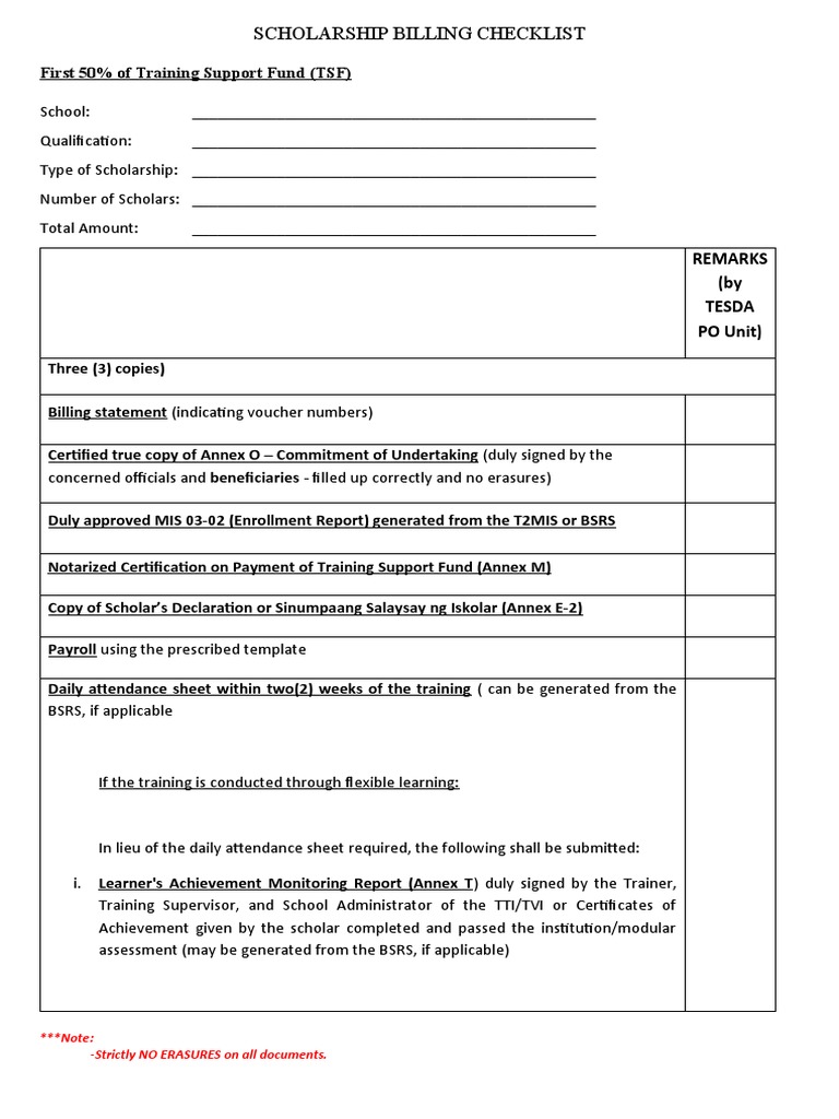 2022 TSF Checklist | Download Free PDF | Government