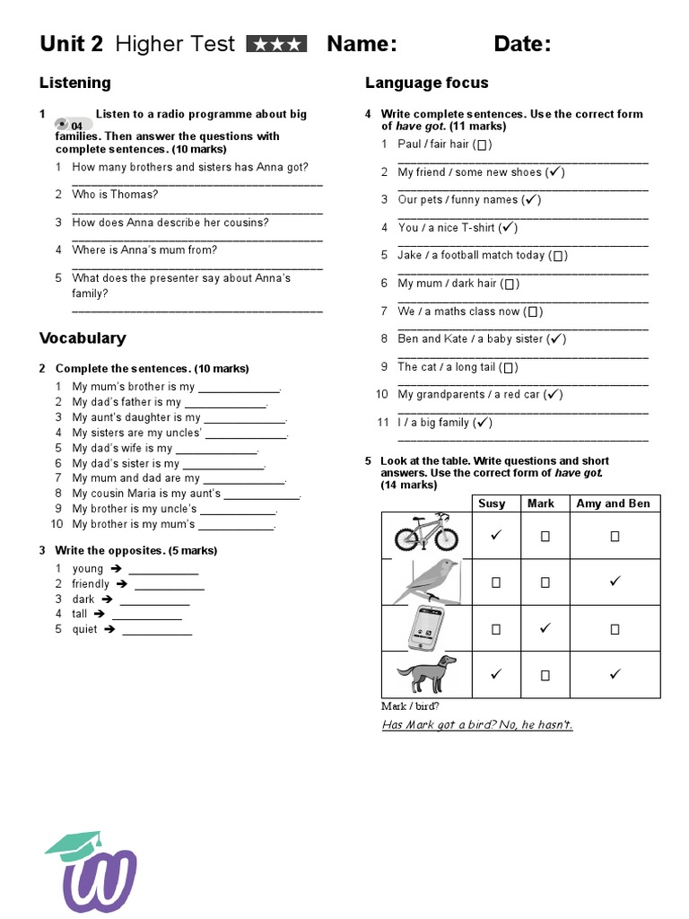 Unit 2 Higher Test Download Free Pdf Linguistics