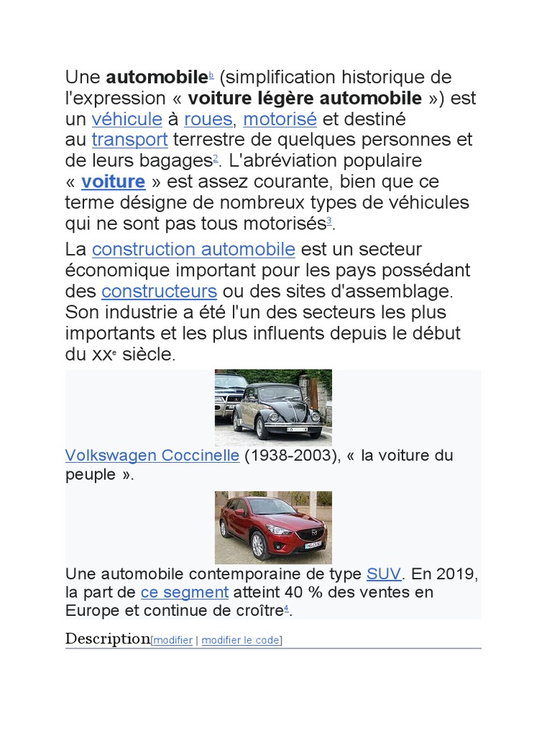Évolution et Définition de l'Automobile | PDF | Voitures | Véhicules