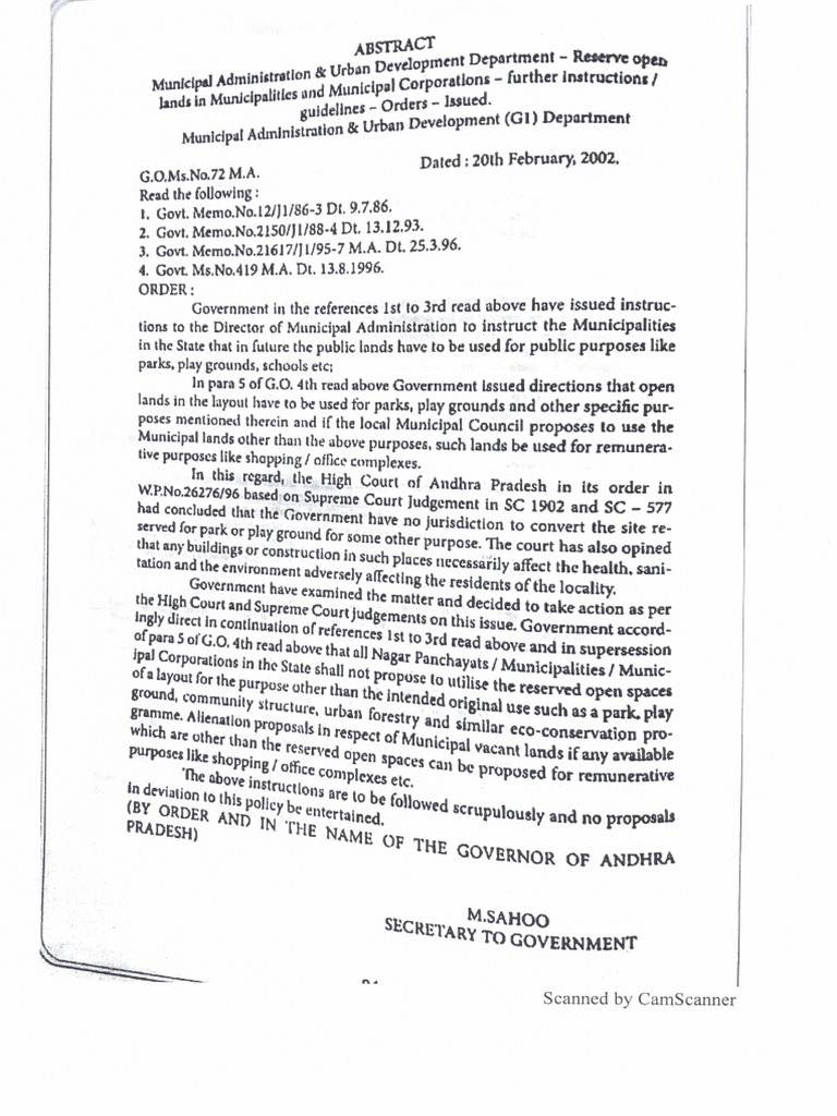 Go Ms No 72 - 2002 | PDF