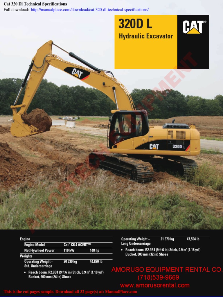 Cat 320 DL Technical Specifications | PDF | Vehicles | Manufactured Goods