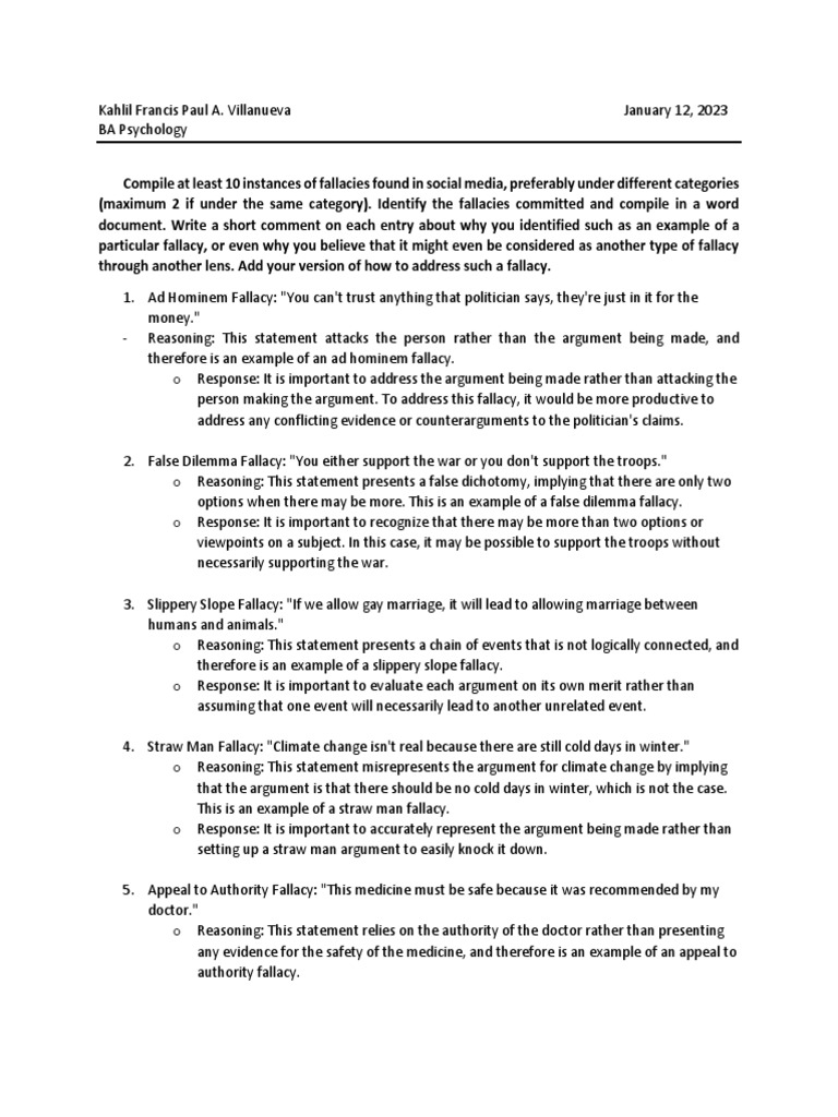 Ad Hominem Fallacy Pdf Fallacy Reason