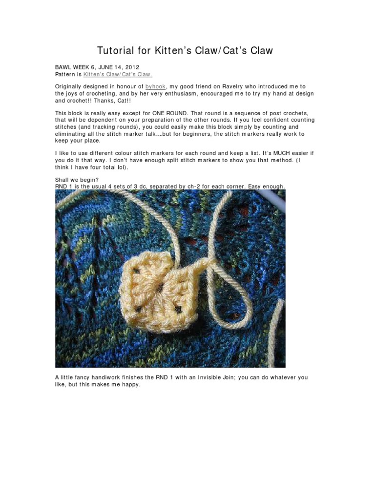 Kittens Claw Tutorial | PDF | Crochet | Textile Arts