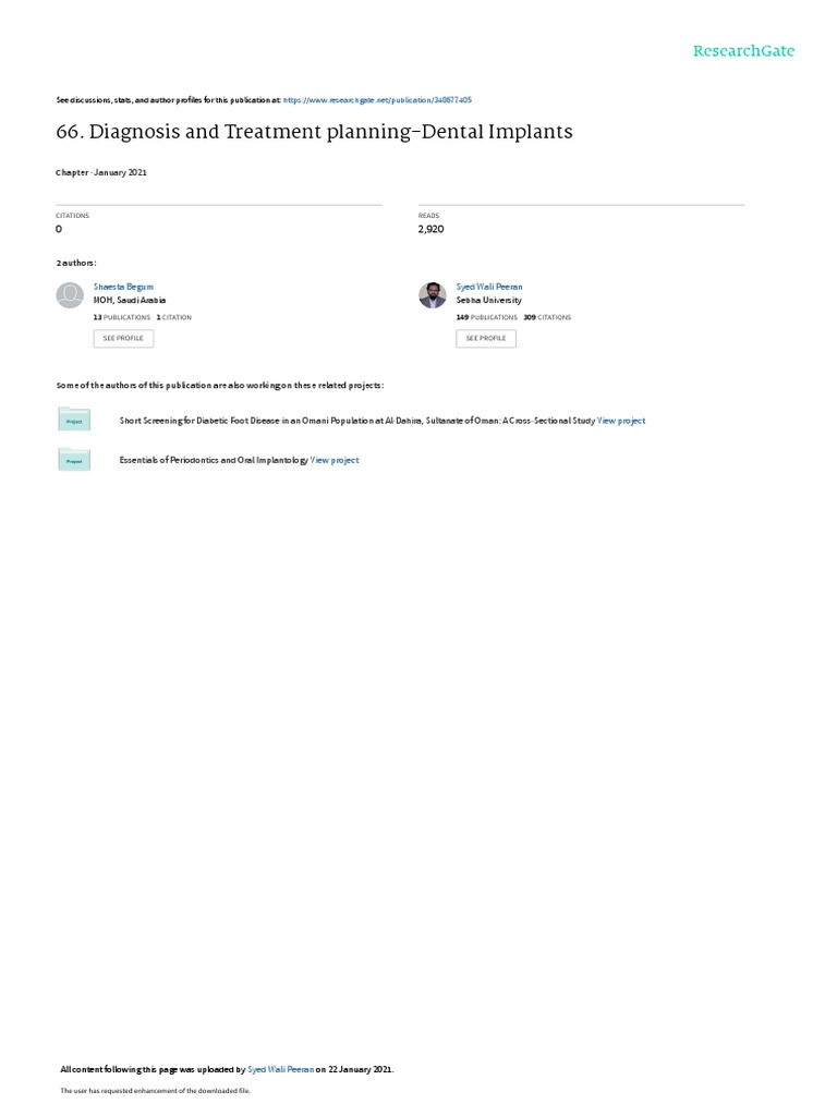 Diagnosis and Treatment Planning | PDF | Dental Implant | Periodontology