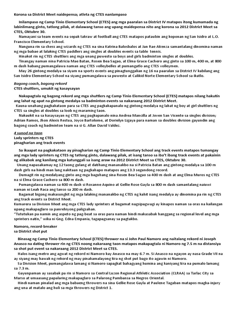 Balitang Isports Sample | PDF