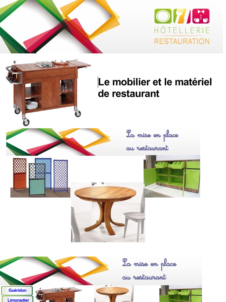 Mobilier et matériel pour la mise en place | PDF