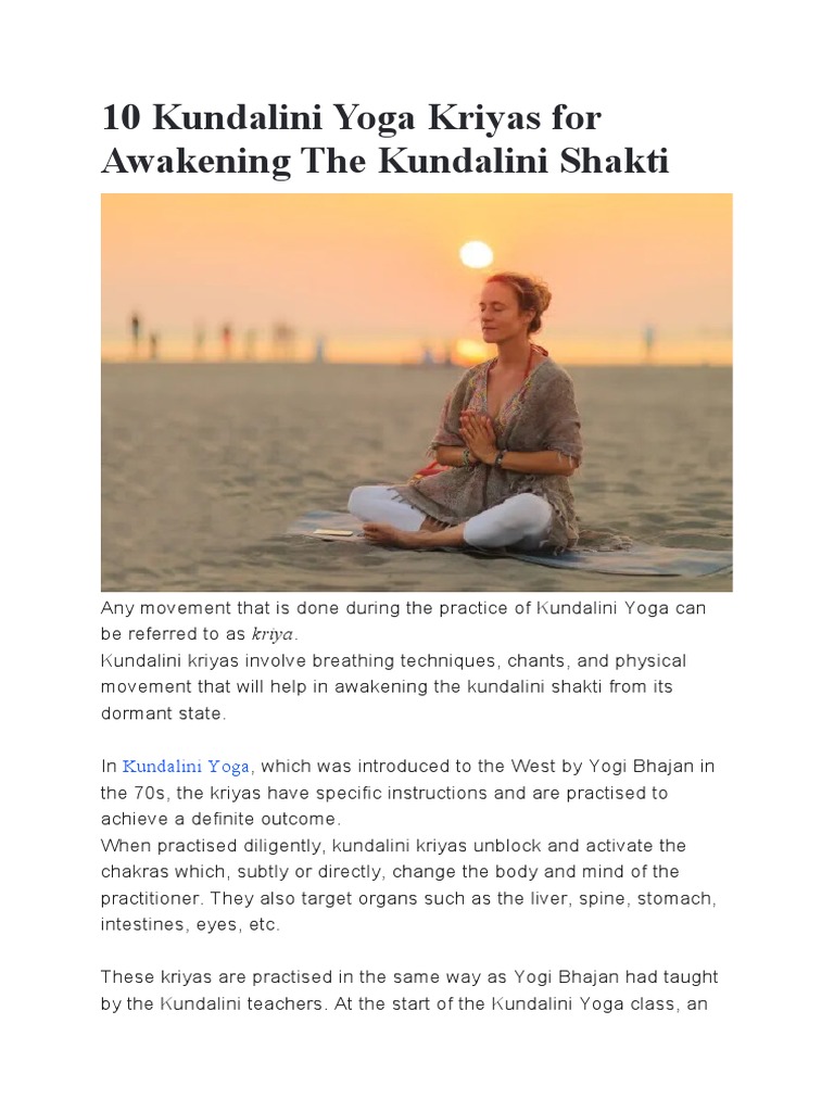 10 Kundalini Yoga Kriyas For Awakening The Kundalini Shakti | PDF | Kundalini Yoga | Kundalini