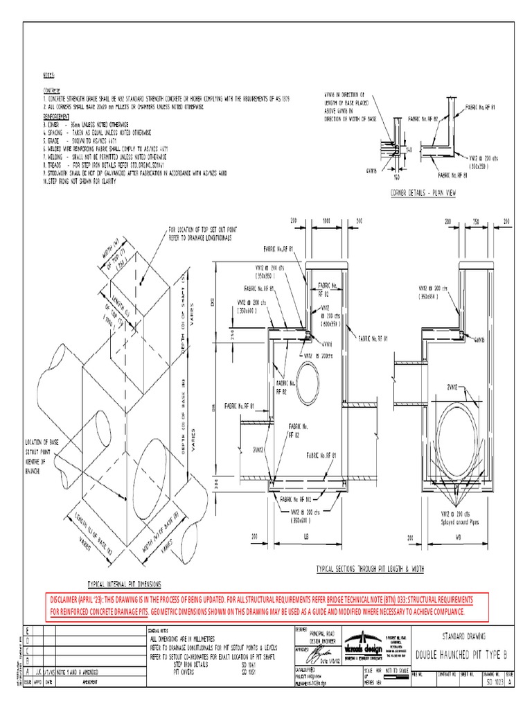 Standard Drawing 1023 Double Haunched Pit Type B April 2023 | PDF