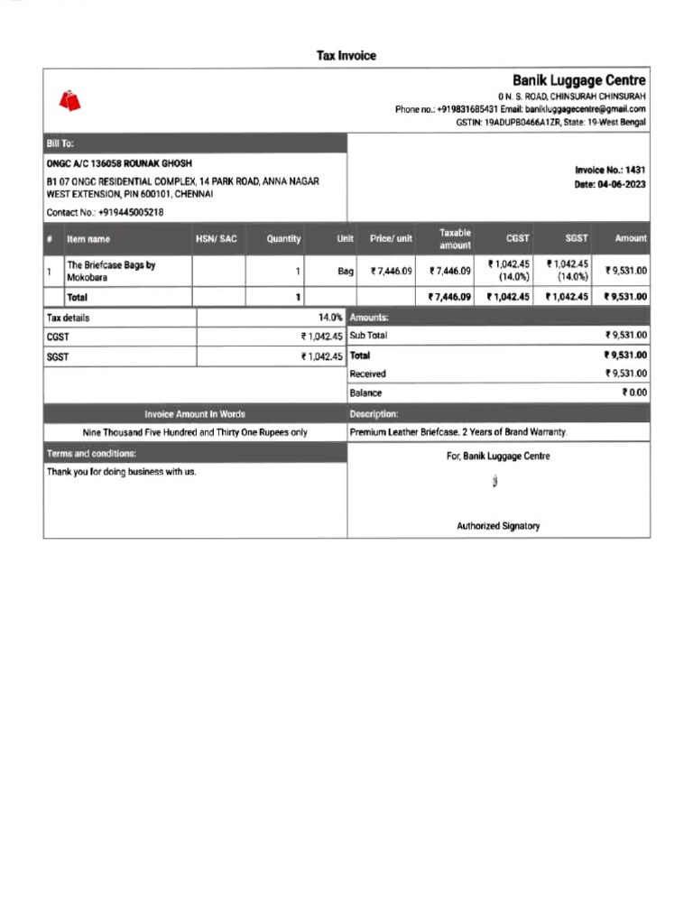 Bag Invoice | PDF | Economies | Taxation