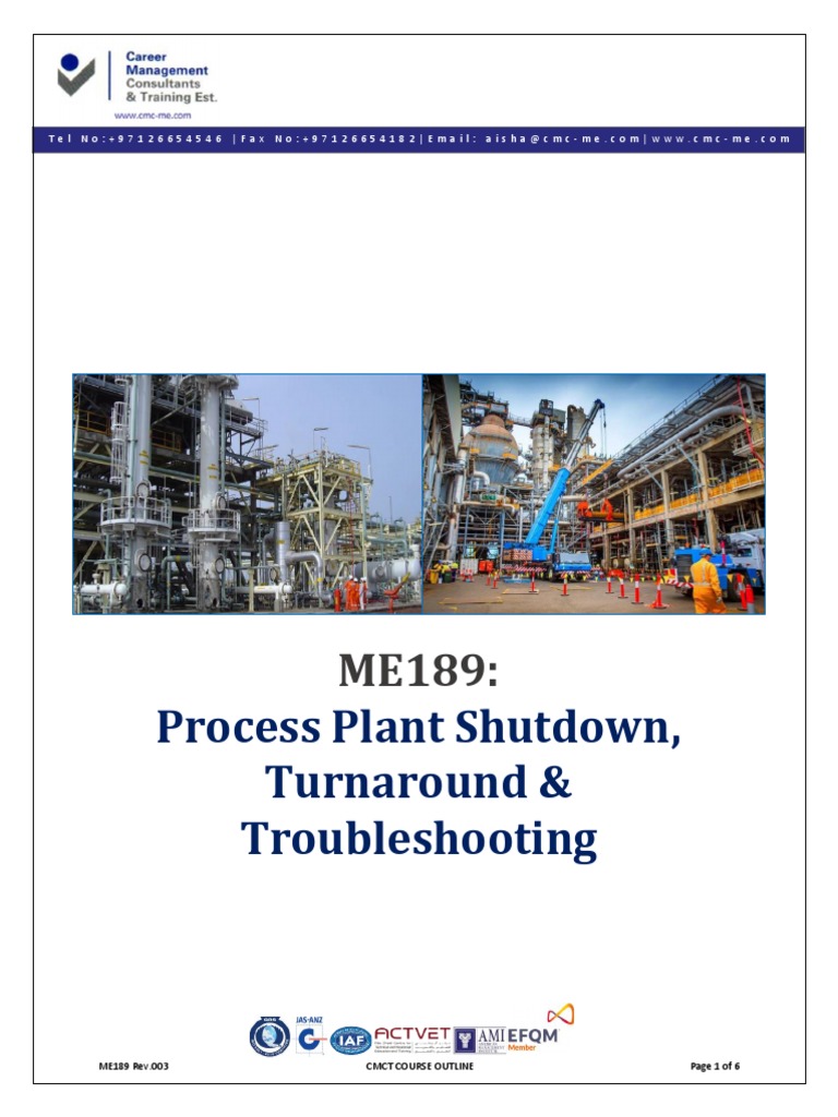 ME189 - Process Plant Shutdown, Turnaround Troubleshooting | PDF ...