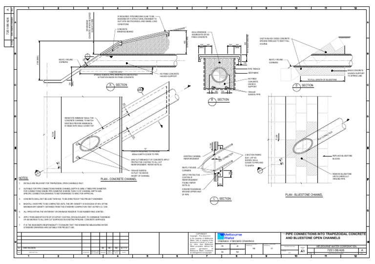 Trapezoidal Channel Pipe Connection Details | PDF | Pipe (Fluid ...