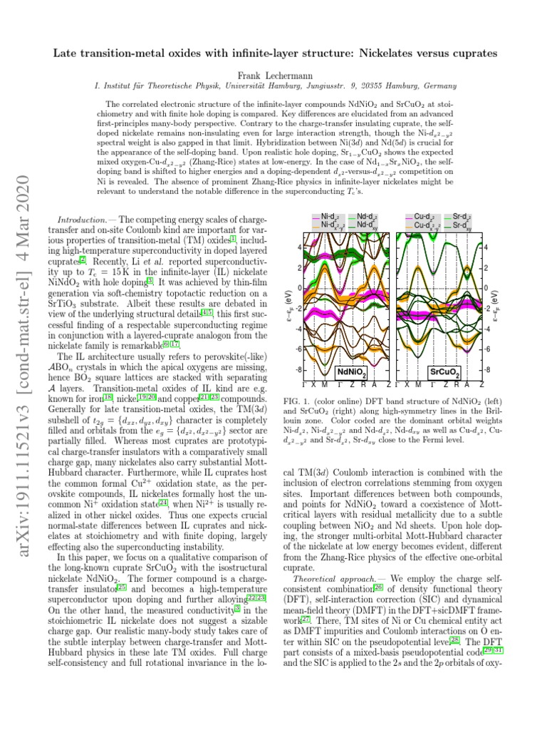 Late Transition-Metal Oxides With Infinite-Layer Structure: Nickelates ...