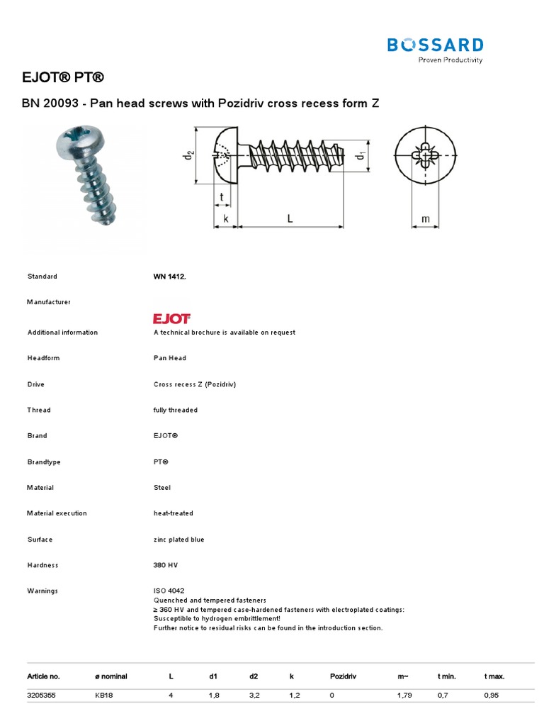 BN 20093 | Download Free PDF | Screw | Materials