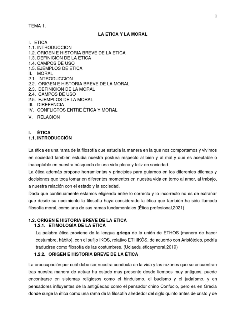 TEMA 1 ÉTICA Y MORAL Fin | PDF | Moralidad | Mal