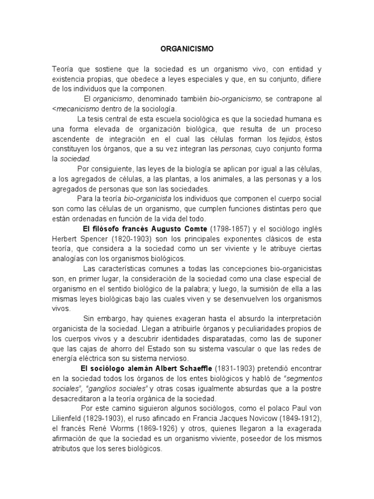 ORGANICISMO | PDF | Organismos | Analogía