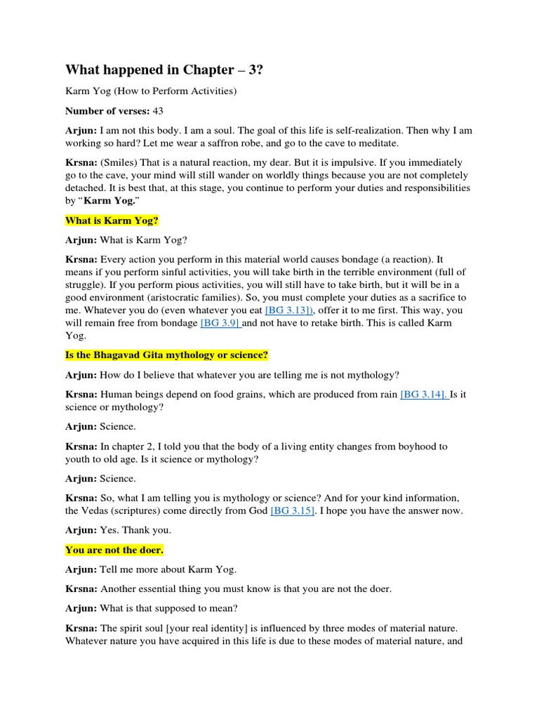 Bhagavad Gita Chapter - 3 | PDF | Lust | Religious Belief And Doctrine